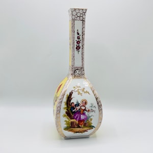 Antique Dresden Porcelain Vase: Handpainted Watteau Scene, 1875 - Etsy