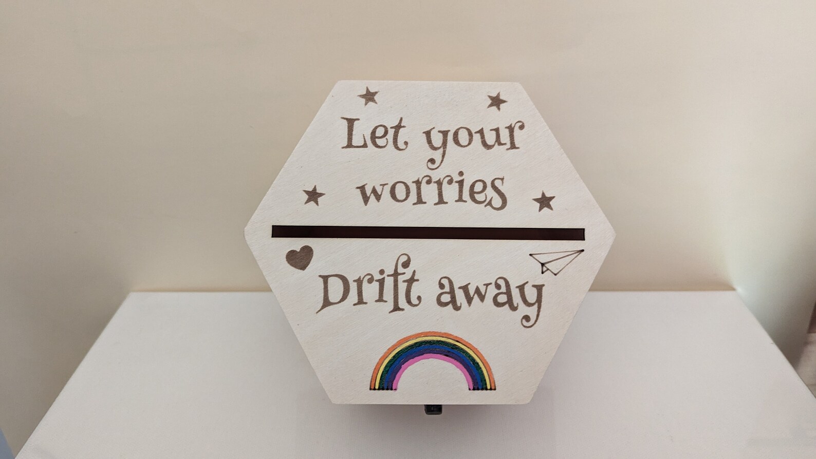 Worry Box Hexagonal Wooden Box With Latch Let Your Worries Drift Away ...