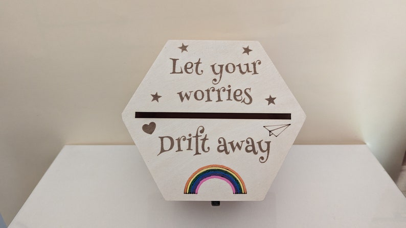 Worry Box Hexagonal Wooden Box With Latch Let Your Worries Drift Away ...