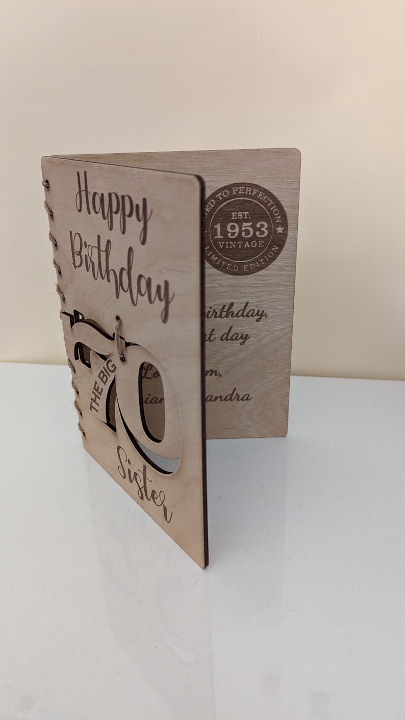 Wooden 70th Birthday Card currently 1954 - Etsy UK