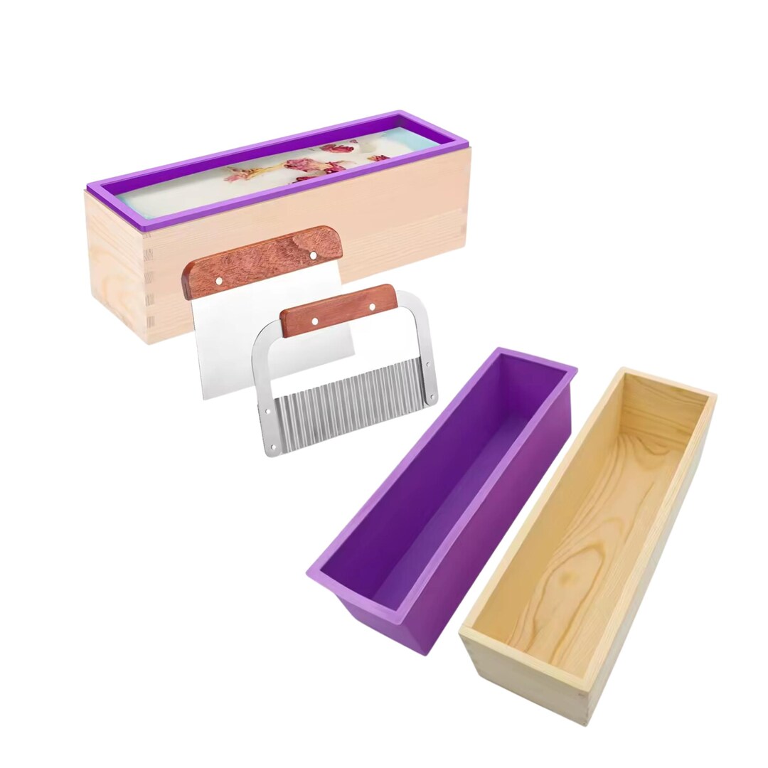 Soap Making Bundle With 2 Purple Rectangular Molds and 2 Cutters (wavy ...