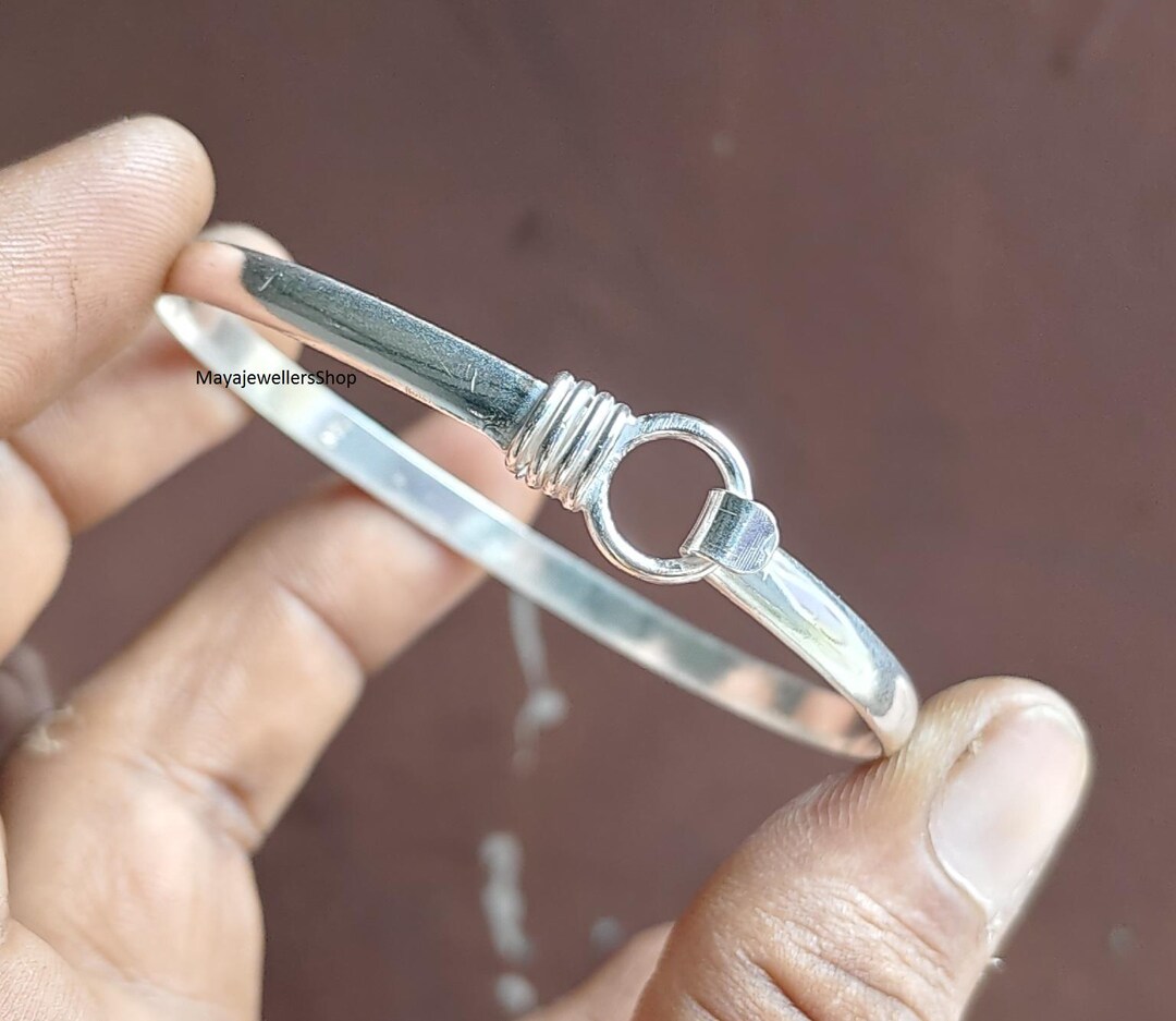 Handmade Sterling Silver Caribbean Hook Bangle Bracelet - Etsy