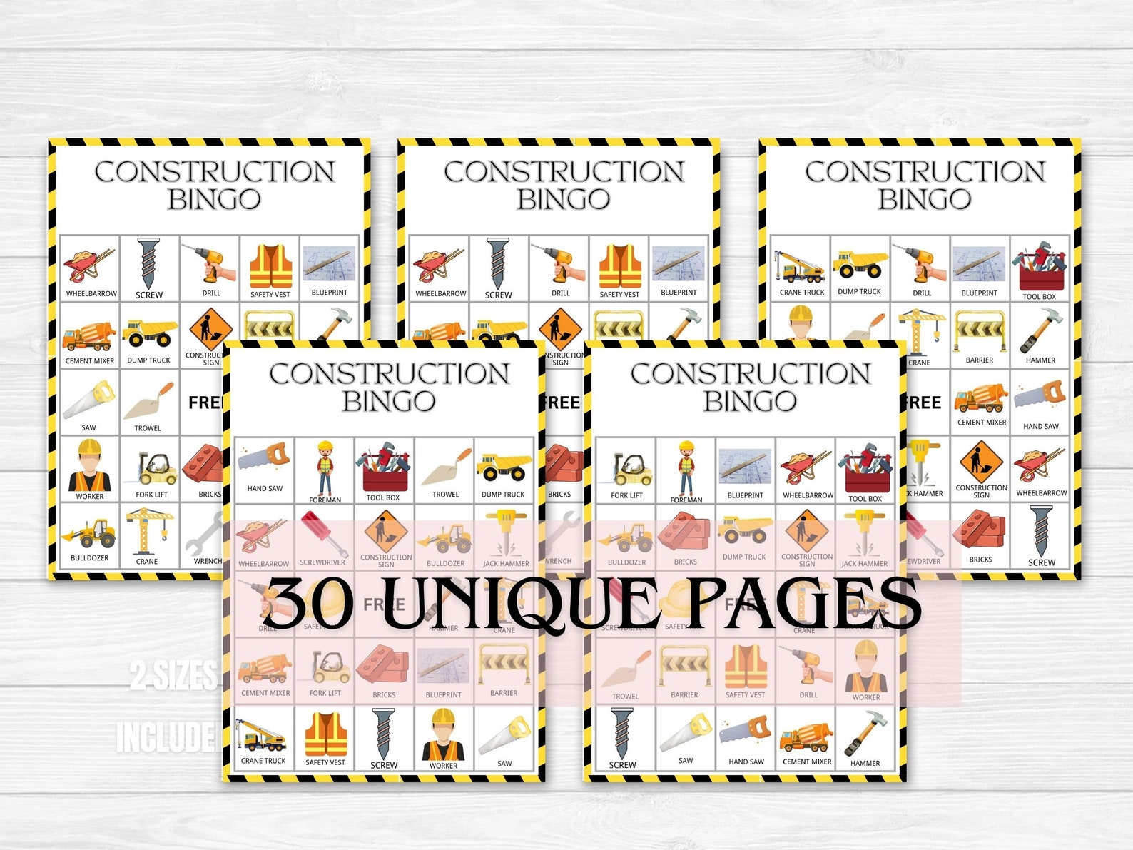Construction Bingo, Construction Bingo for Kids, Construction Birthday ...
