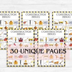 Construction Bingo, Construction Bingo for Kids, Construction Birthday ...