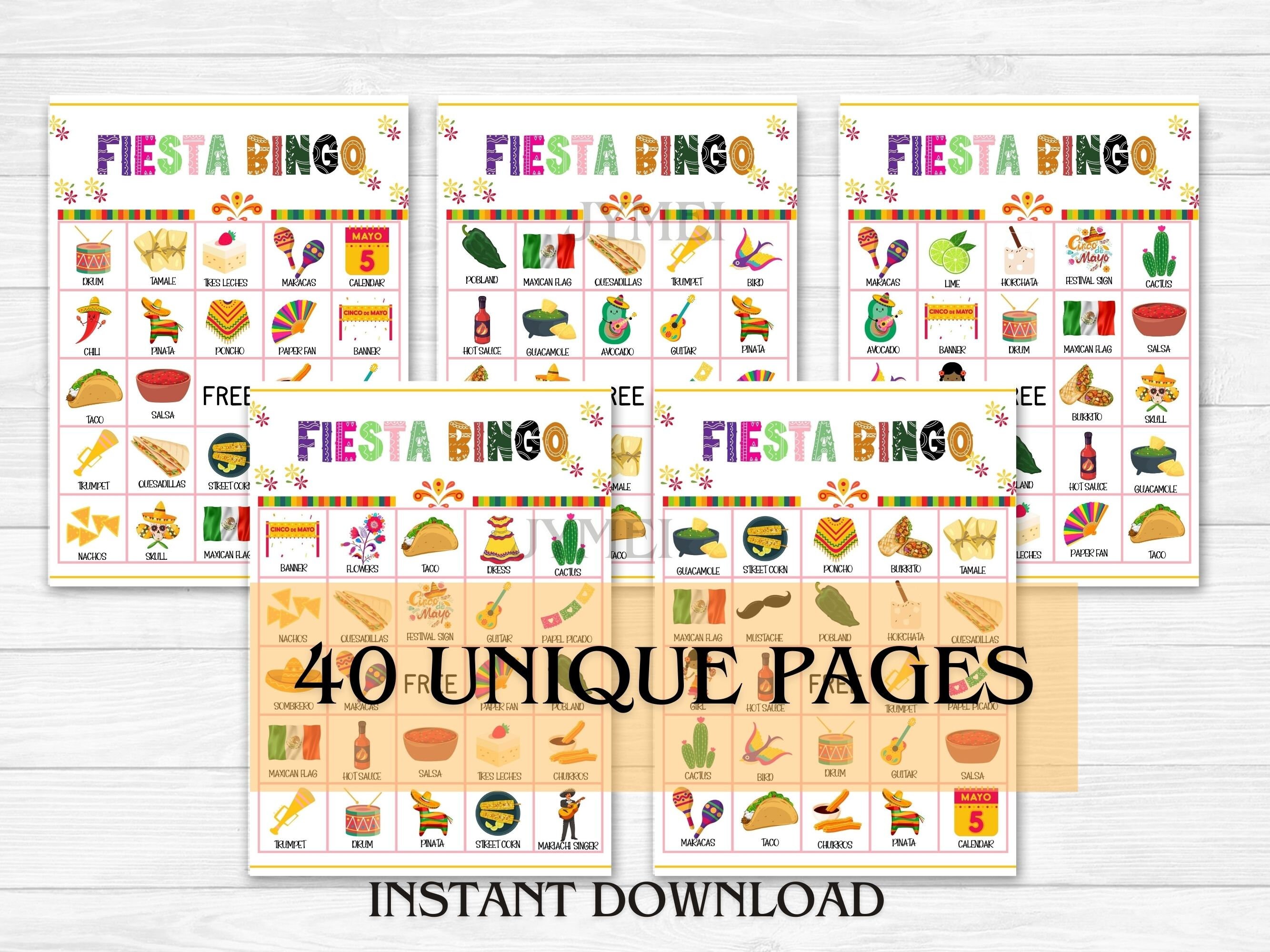 Fiesta Bingo Printable Bingo Games for Kids Cinco De Mayo Festival ...