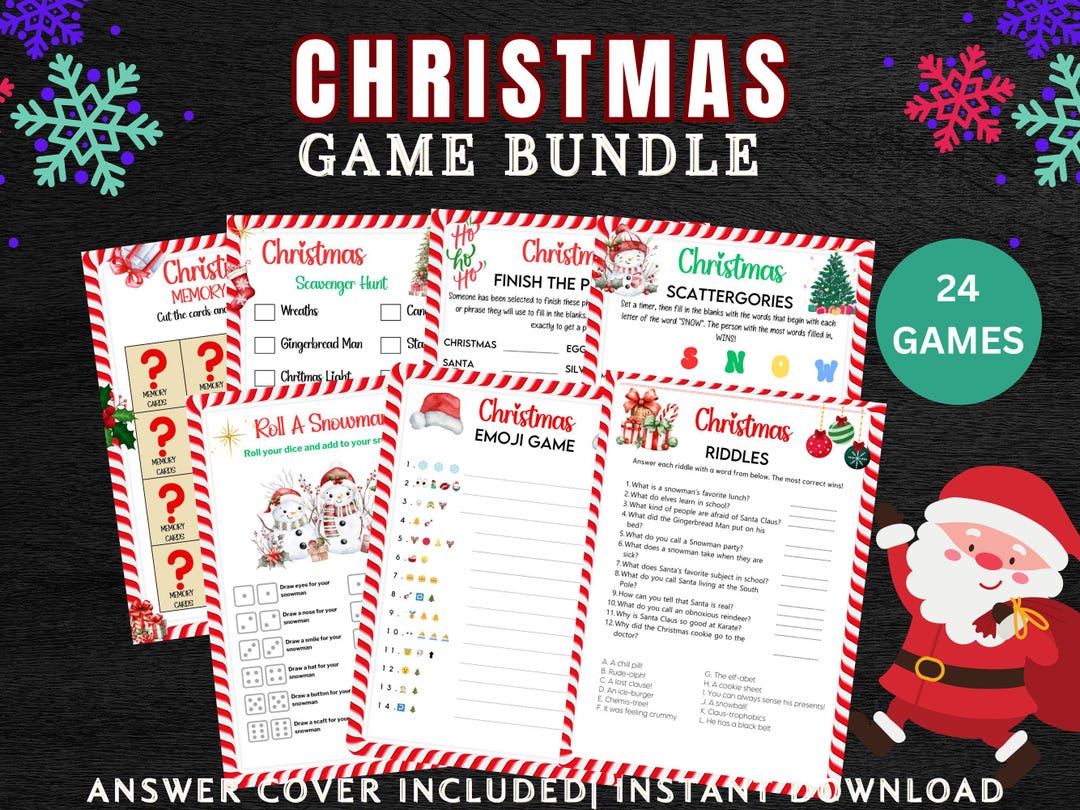 Printable Christmas Game Bundle, Christmas Party Game, Christmas Family ...