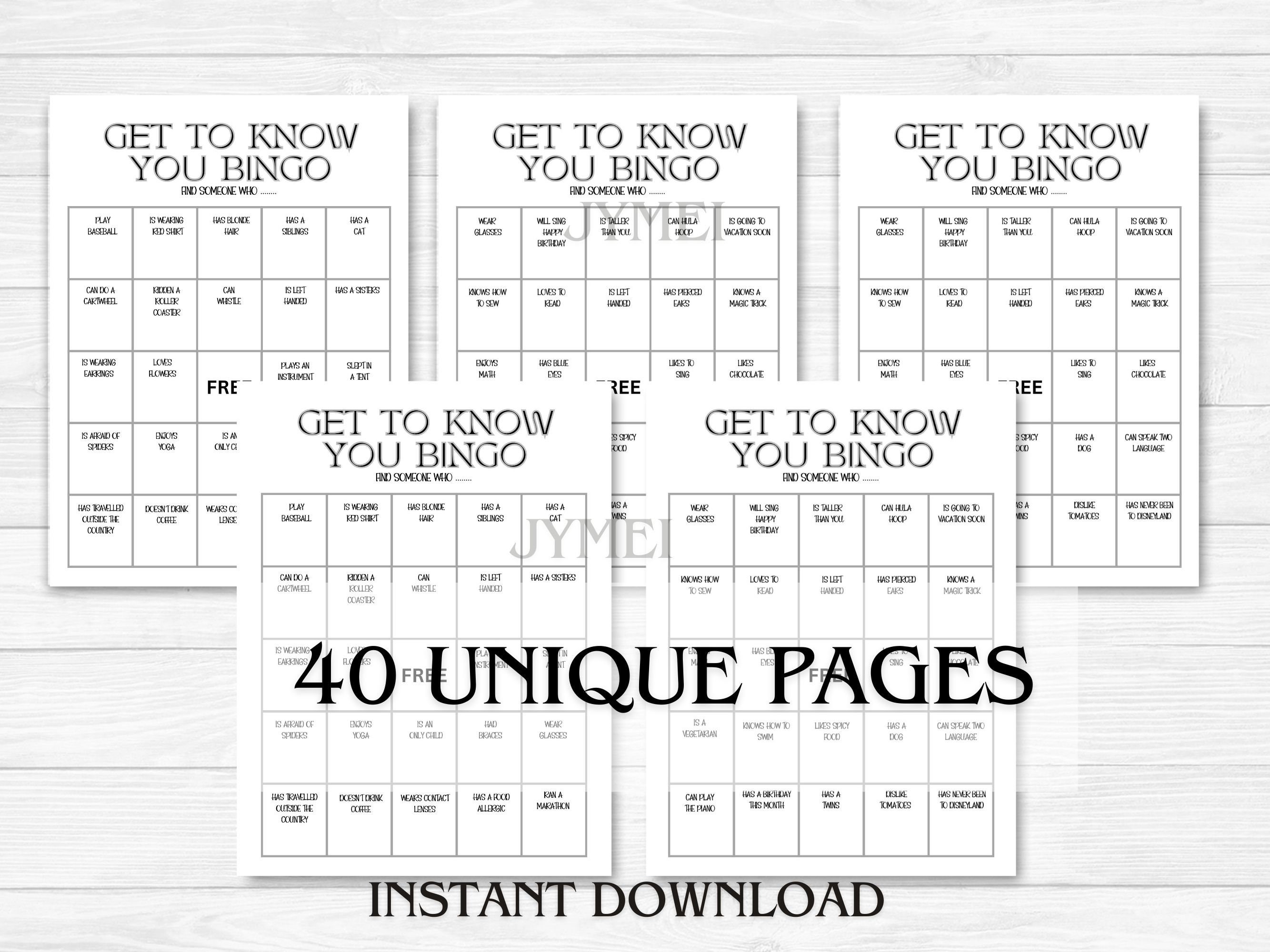 Get to Know You Bingo, Find Someone Bingo Game, Icebreaker Bingo Game ...