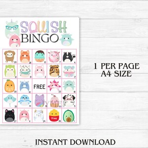 Kids Squish Game, Printable Bingo Game, School Game, Squish Bingo Game ...