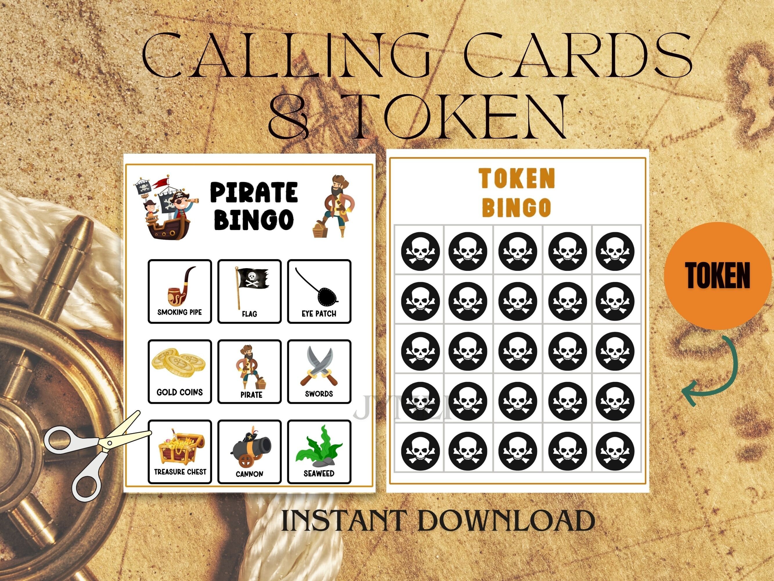 Pirate Bingo, 40 Printable Pirate Bingo Game, Printable Game for Kids ...
