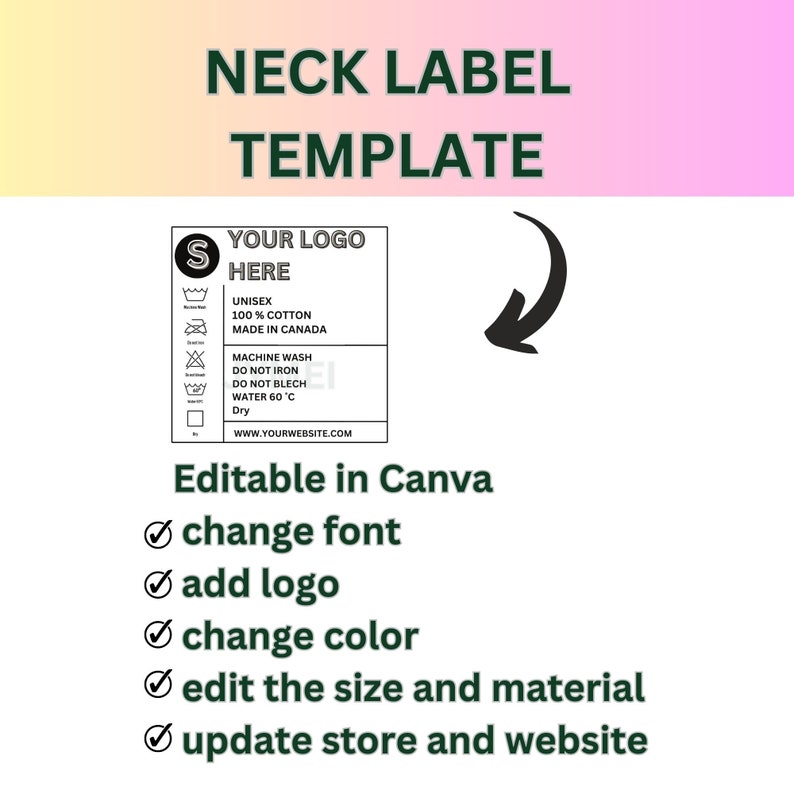 Editable Clothing Tag | Neck Label Template | Custom T-shirt Neck Label ...