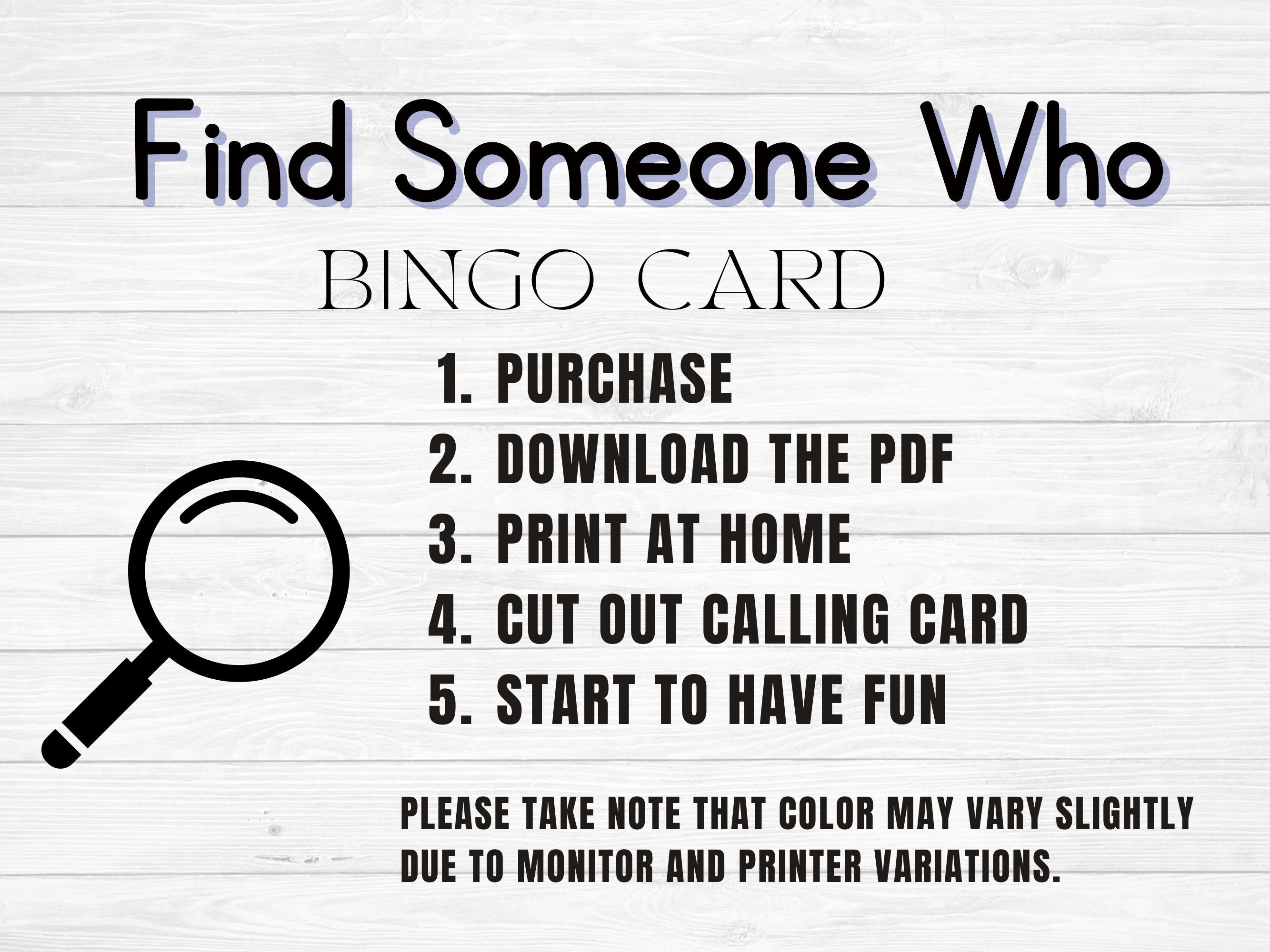 Find Someone Bingo. 50 Printable Get to Know You Bingo, Ice Breaker ...
