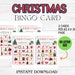 Christmas Bingo Cards Printable Party Game Christmas Activity Cute ...