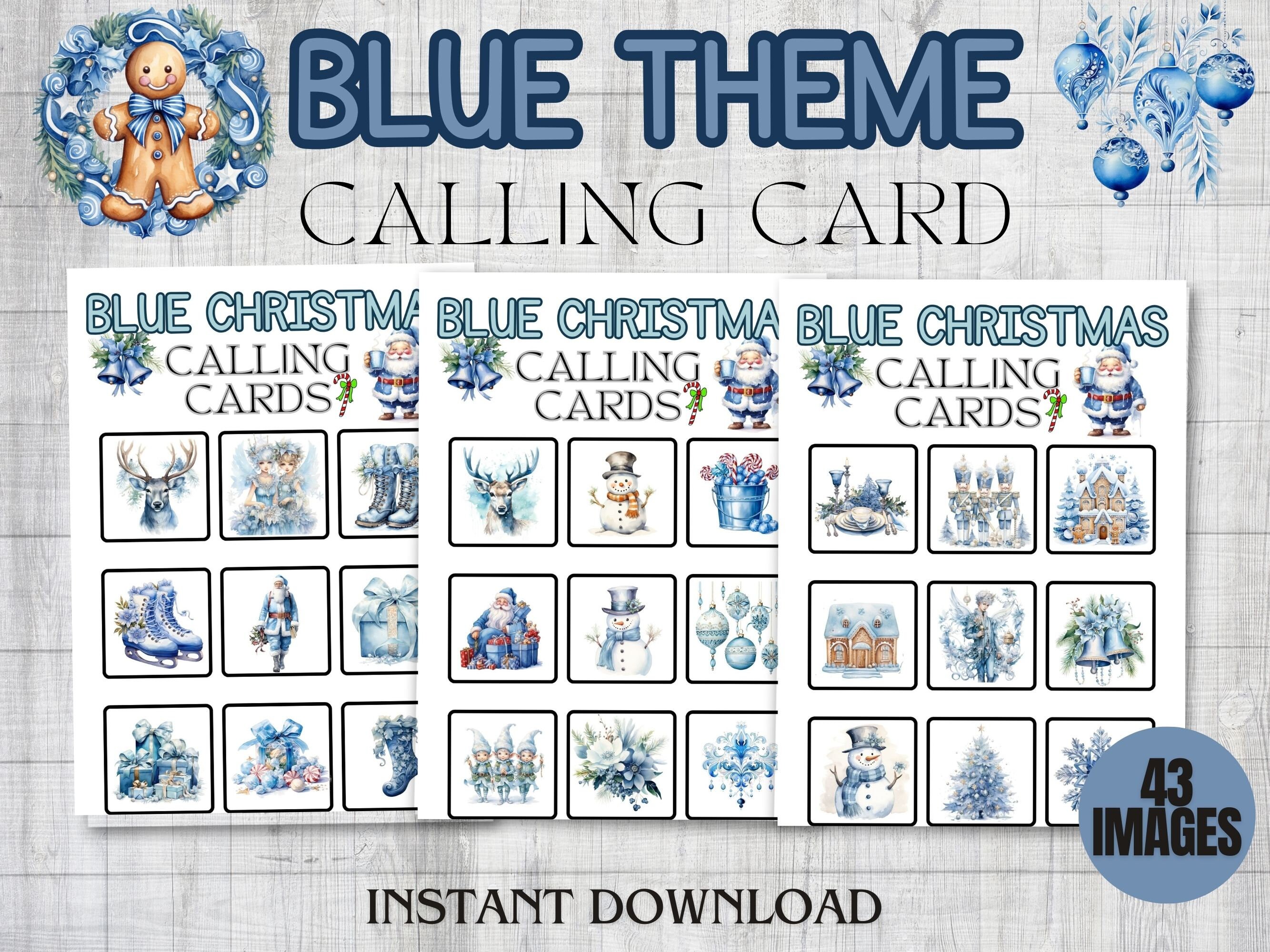 Blue Theme Christmas Bingo Printable Holiday Game Christmas Activity ...