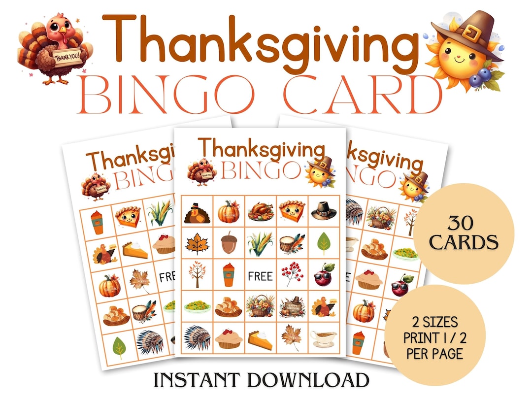 Thanksgiving Bingo Card | Thanksgiving Activity | Kids Thanksgiving ...