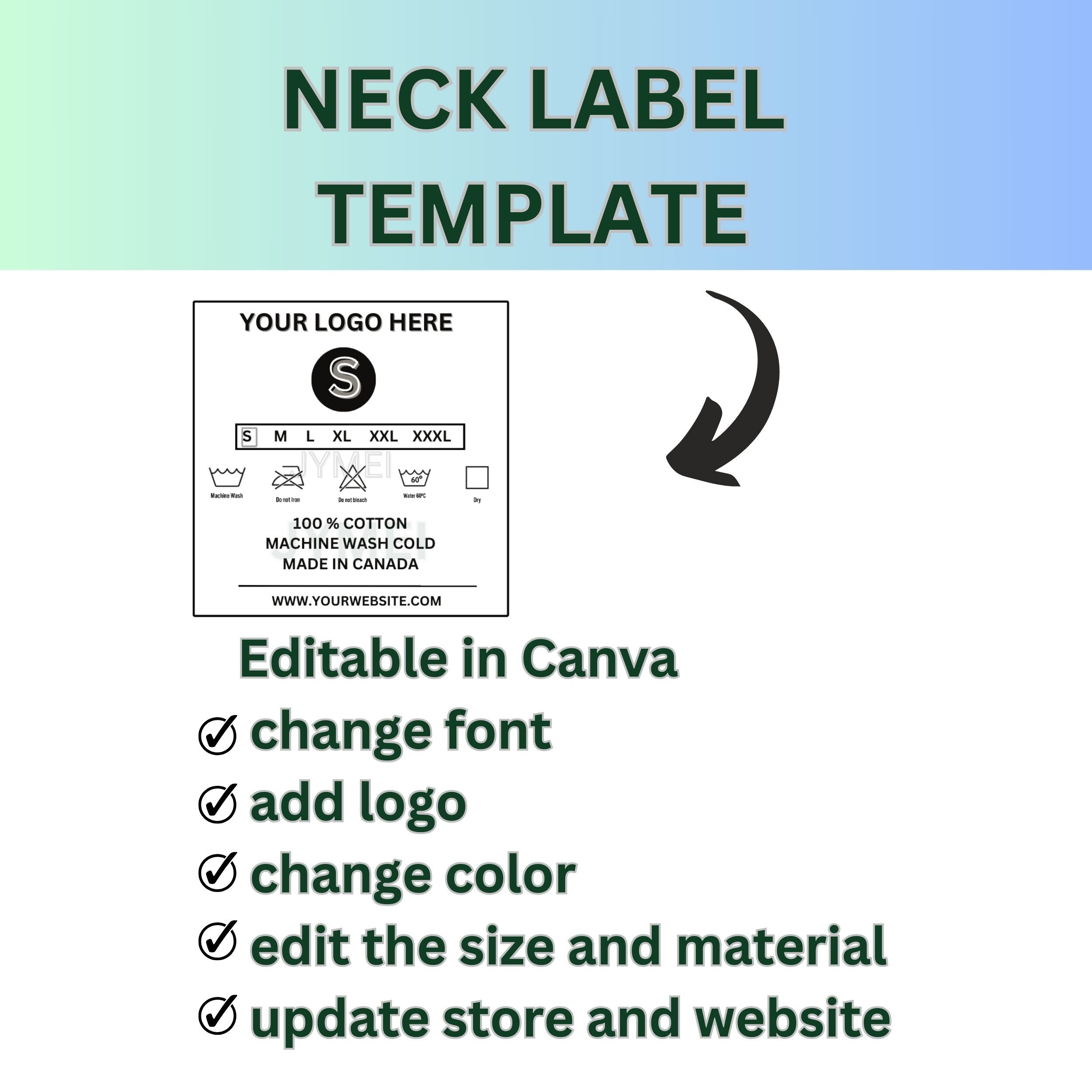T-shirt Label Template | Editable Neck Label Template | Shirt Label PNG ...