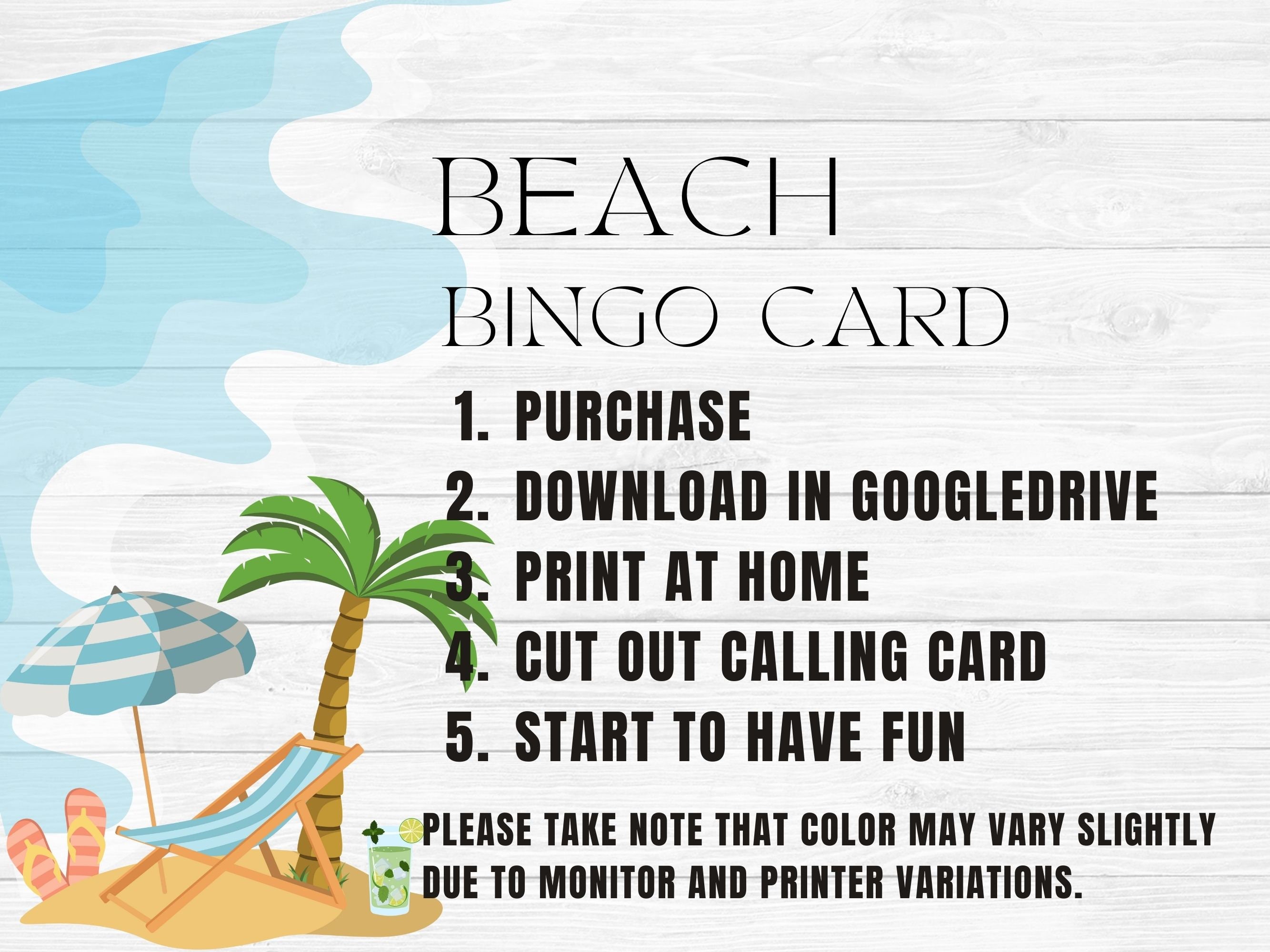 Beach Bingo, Summer Beach Bingo Game, Beach Activity, Fun in the Sun ...
