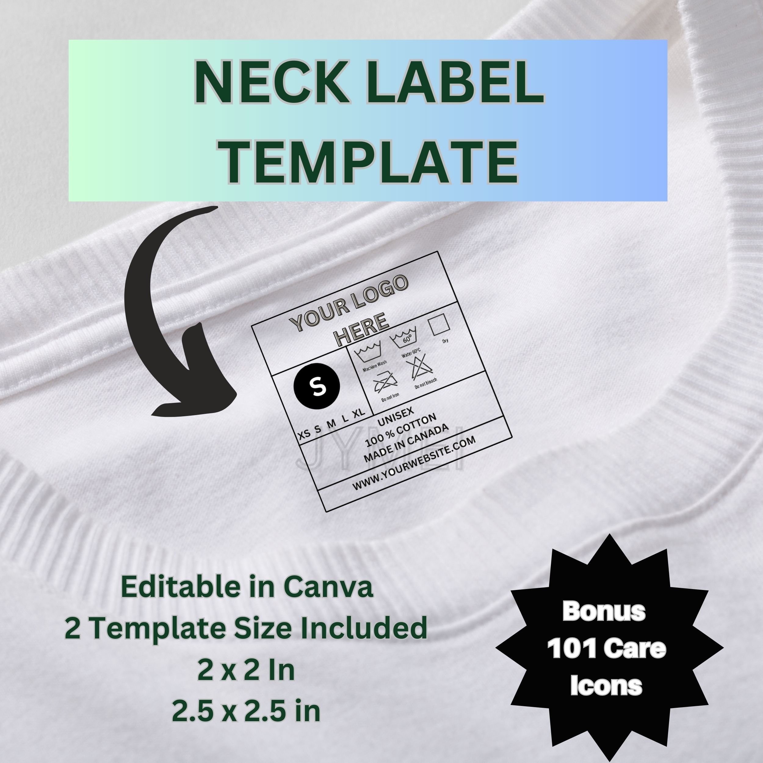 Editable Clothing Neck Label Template | Tagless Label Clothes | Shirt ...