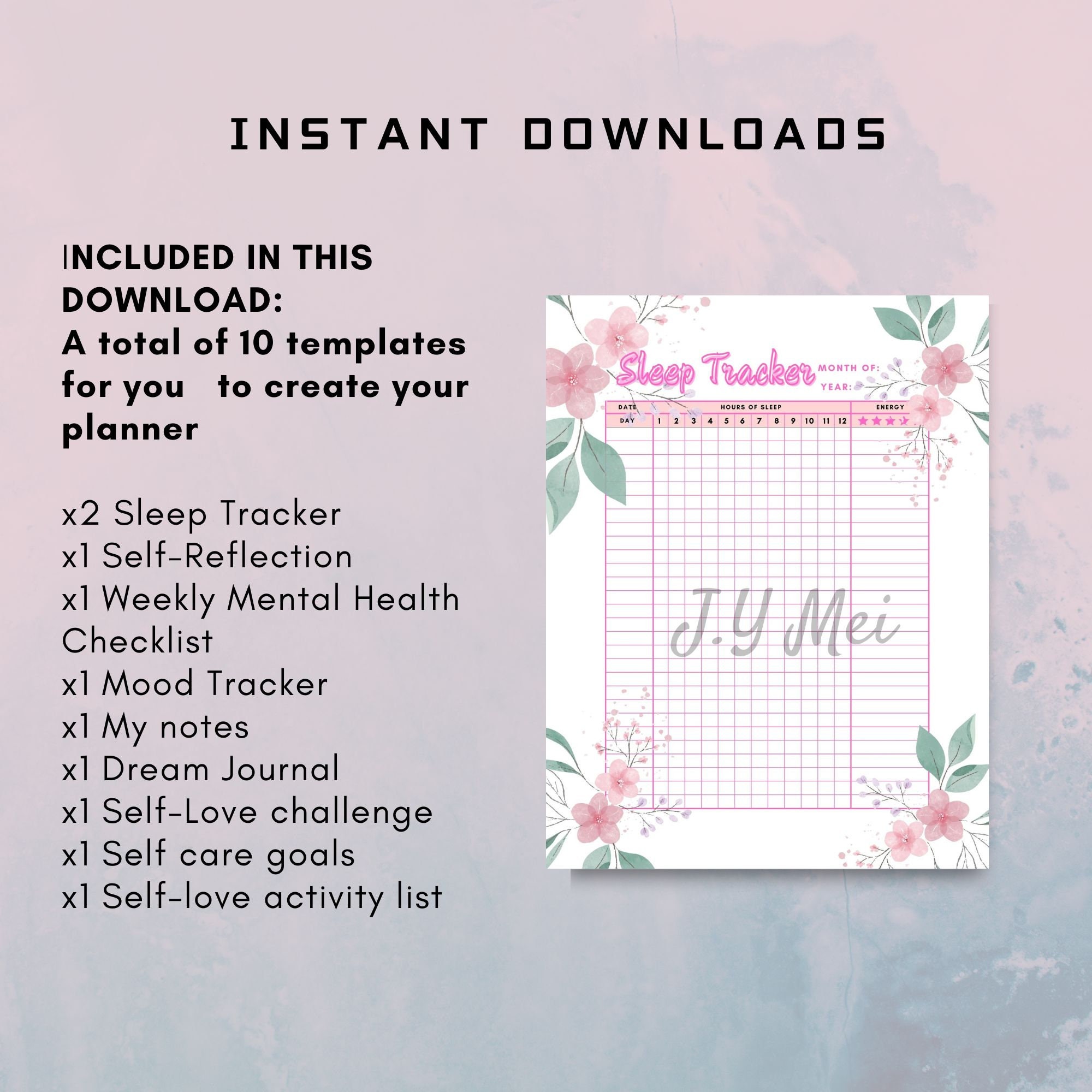 Floral Sleep Tracker Journal Weekly Mental Health Checklist - Etsy