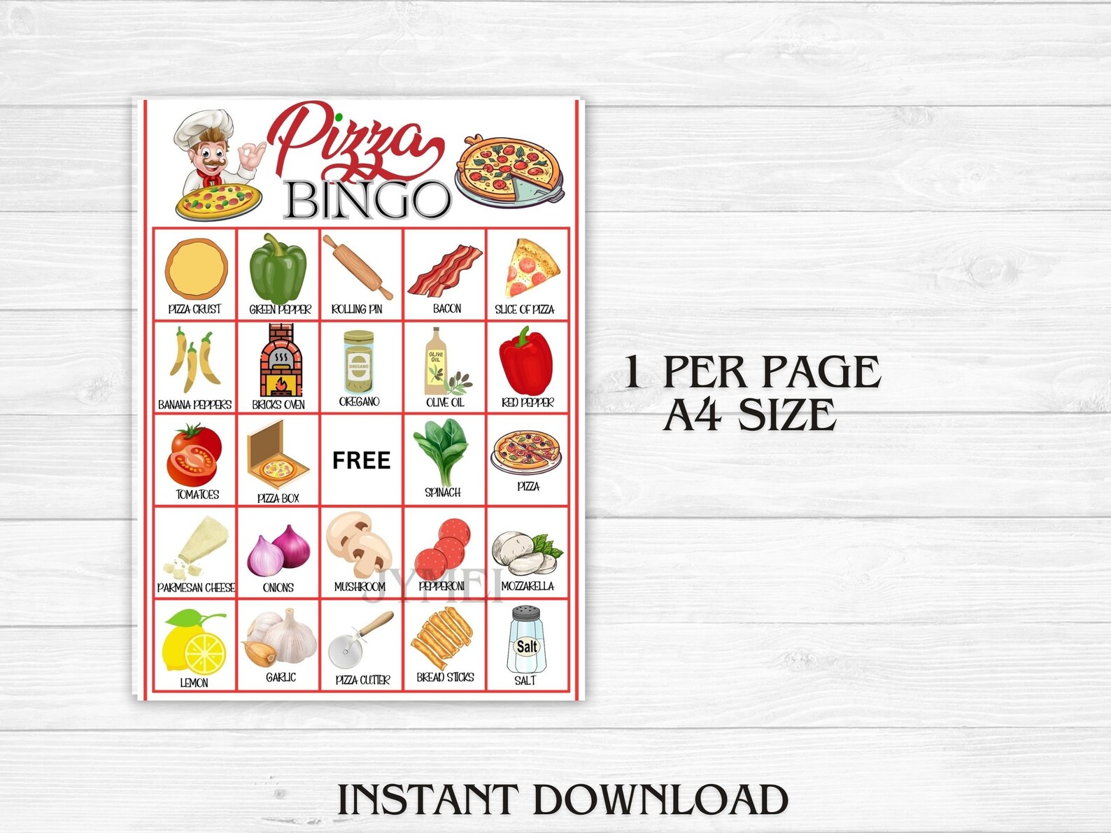 Pizza Bingo, Pizza Bingo Party Game, Pizza Photobooth, Pizza Activity ...