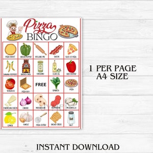 Pizza Bingo, Pizza Bingo Party Game, Pizza Photobooth, Pizza Activity ...