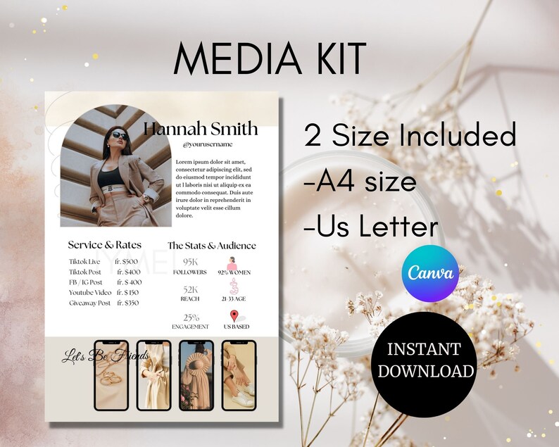 Media Kit Template | Media Kit Tiltok | Influencer Media Kit Template ...