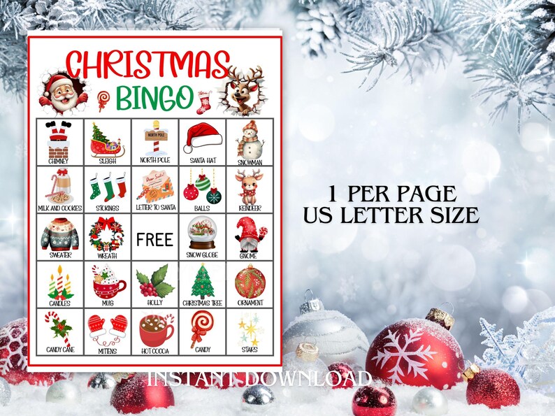 Christmas Bingo Cards, Christmas Activity, Printable Christmas Bingo ...