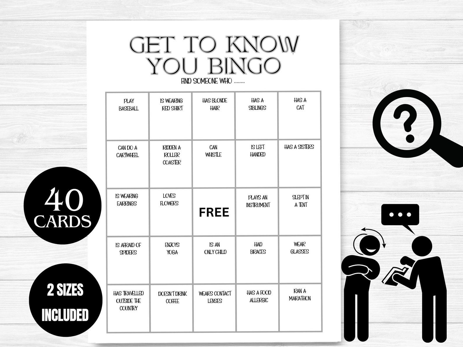 Get to Know You Bingo, Find Someone Bingo Game, Icebreaker Bingo Game ...