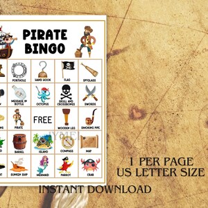 Pirate Bingo, 40 Printable Pirate Bingo Game, Printable Game for Kids ...