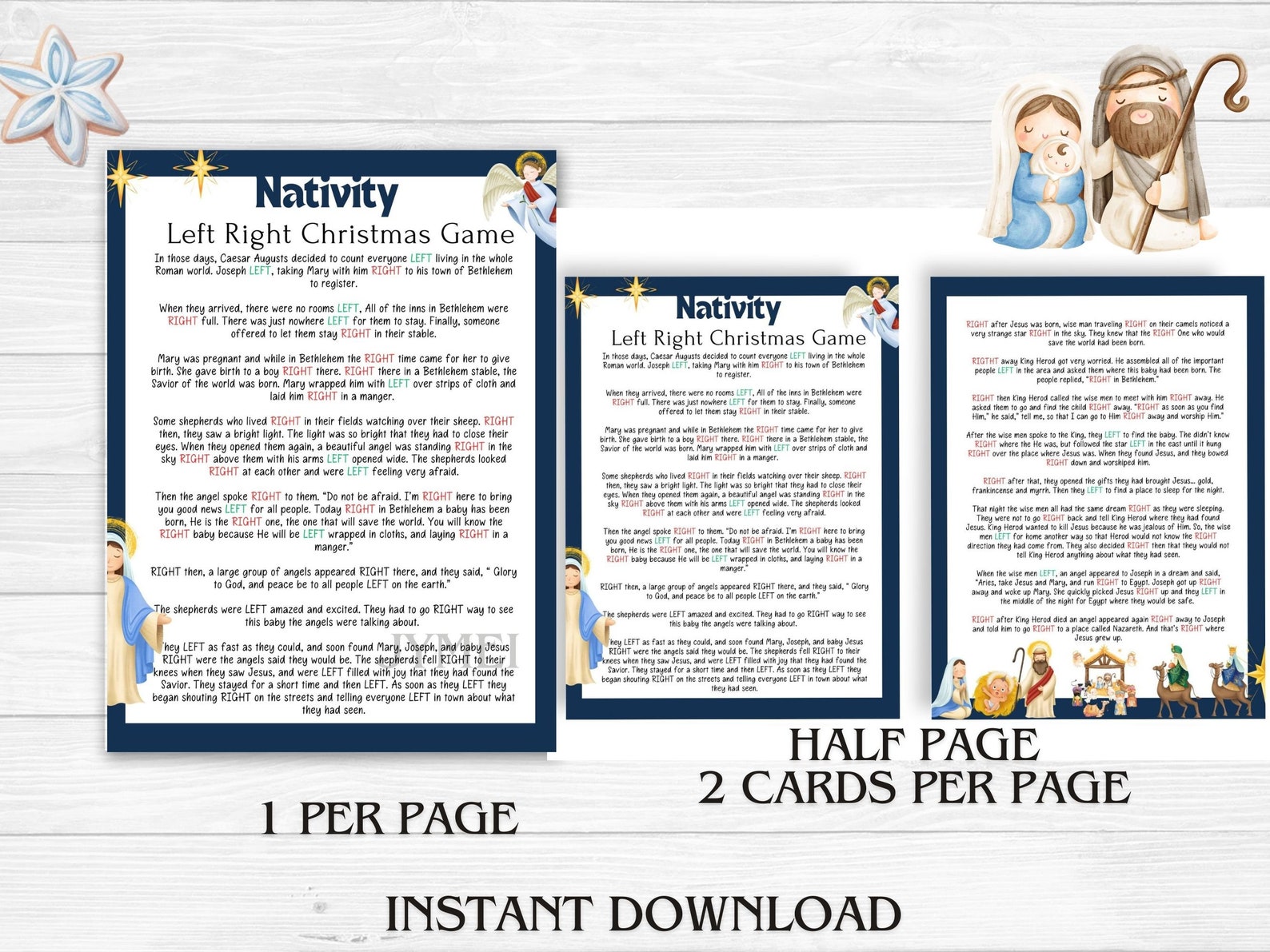 Nativity Story Left Right Game, Pass the Prize, Left Right Christmas ...