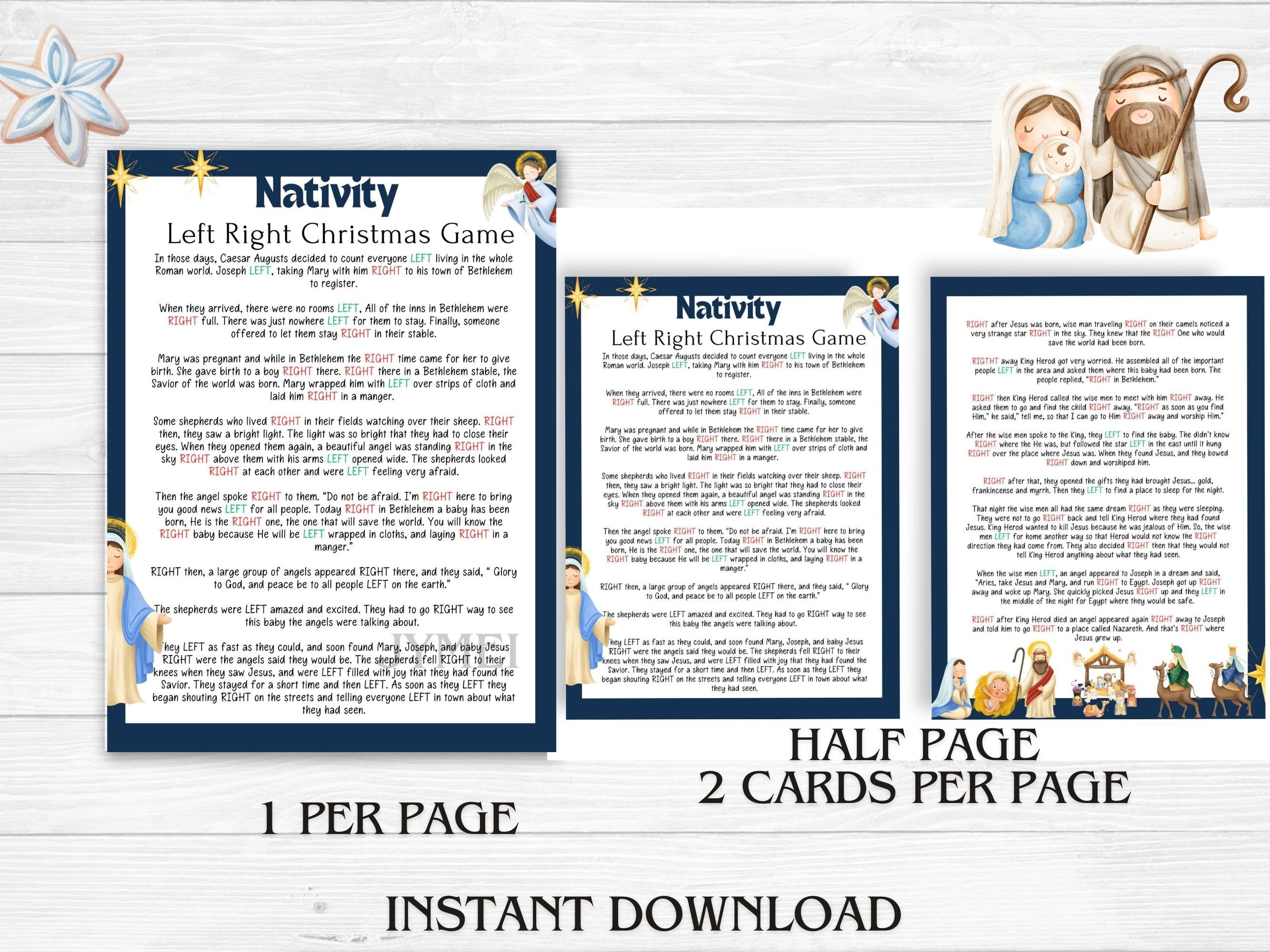 Nativity Story Left Right Game, Pass the Prize, Left Right Christmas ...