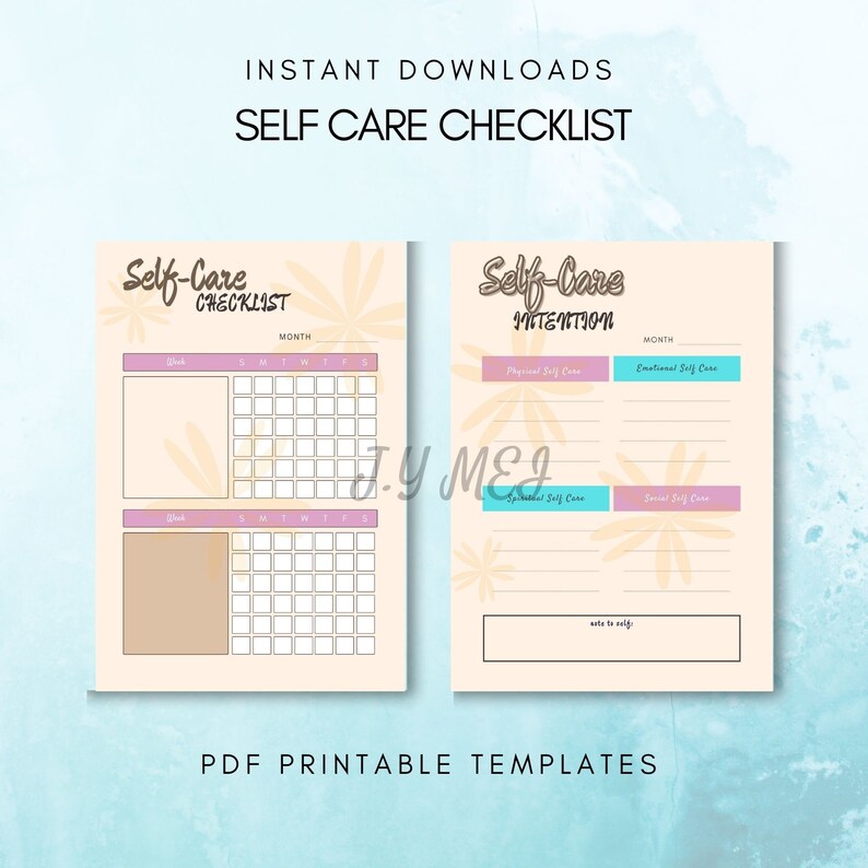 Printable Self Care Checklist ,instant Download Self Care Journal - Etsy
