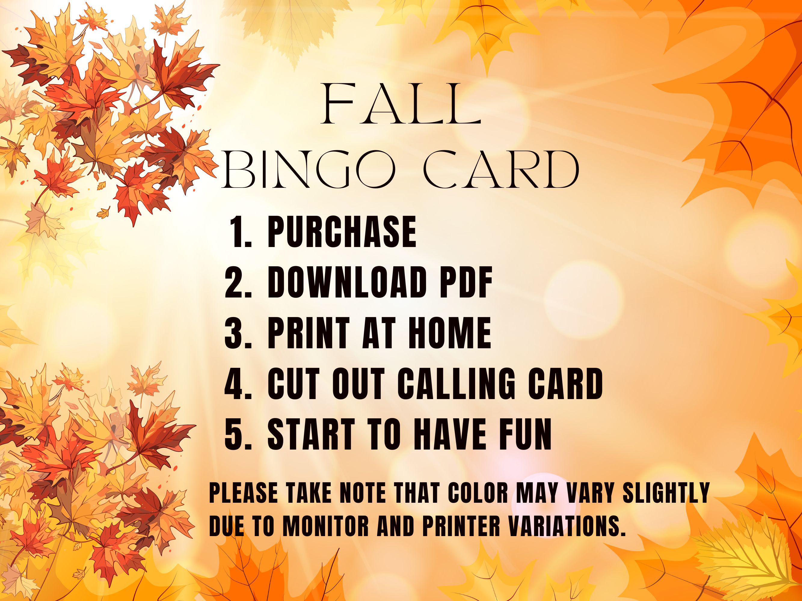 Fall Bingo Game, Autumn Bingo, Autumn Activity for Kids, Kids Autumn ...