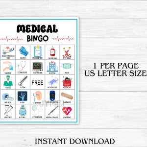 Medical Bingo, Nurse Bingo, Nurse Graduation Party Game, Doctor Game ...