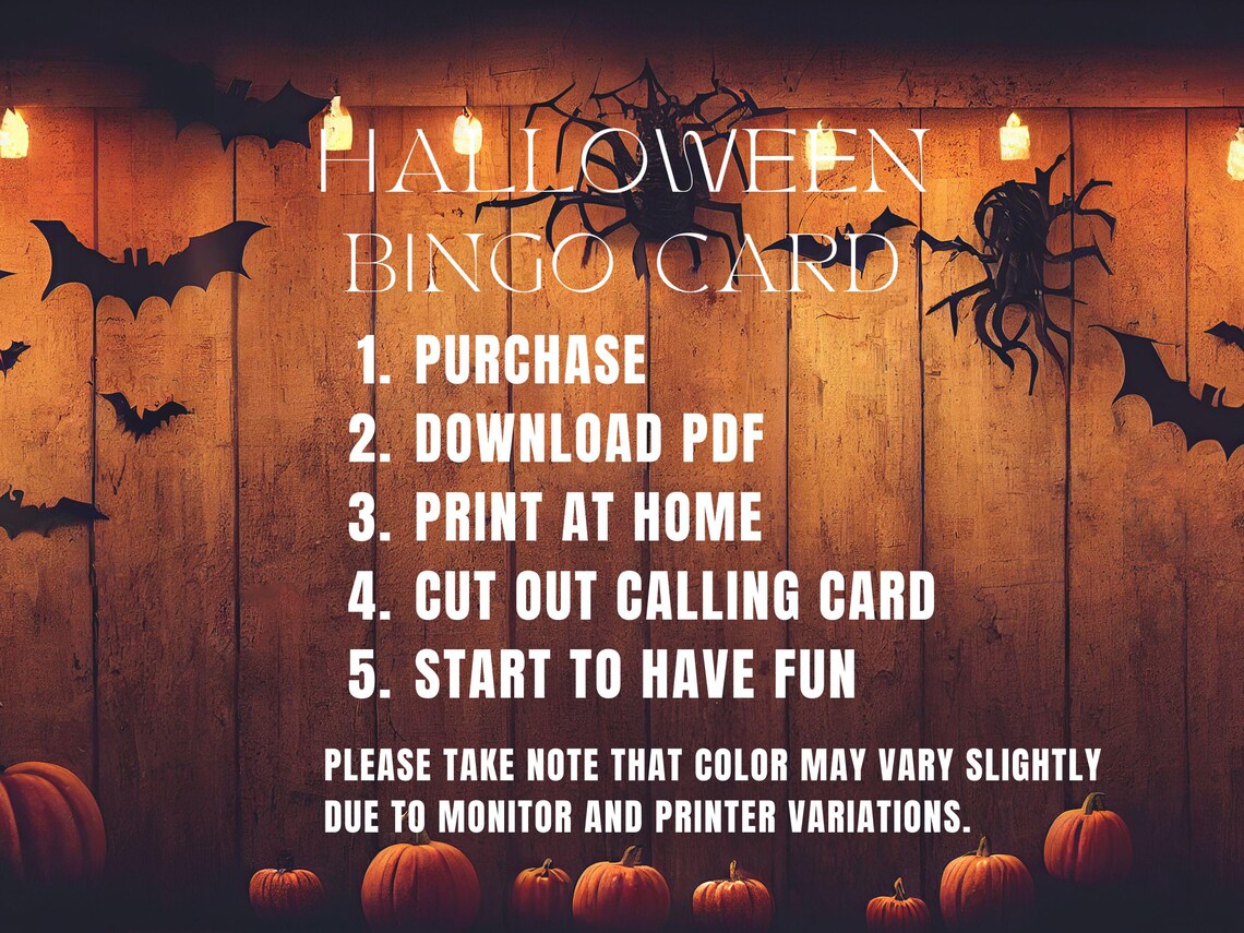 Halloween Bingo Game, Kids Halloween Party Game, Halloween Activity for ...