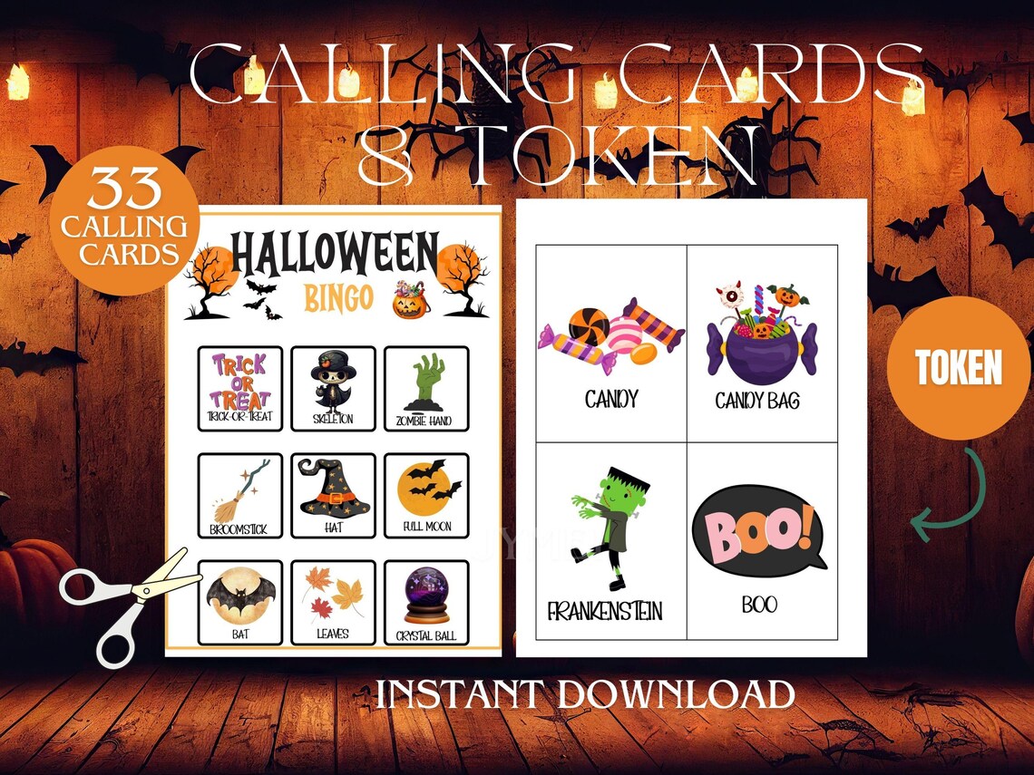 Halloween Bingo Game, Kids Halloween Party Game, Halloween Activity for ...