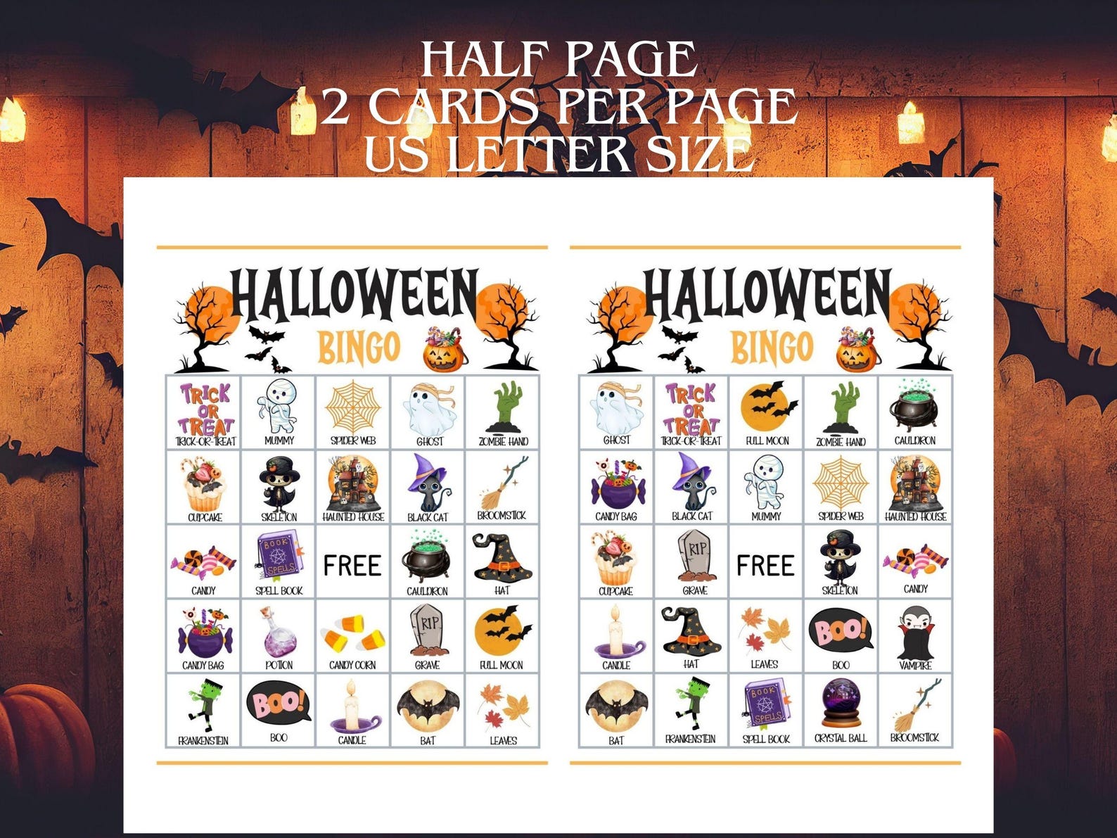 Halloween Bingo Game, Kids Halloween Party Game, Halloween Activity for ...