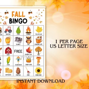 Fall Bingo Game, Autumn Bingo, Autumn Activity for Kids, Kids Autumn ...