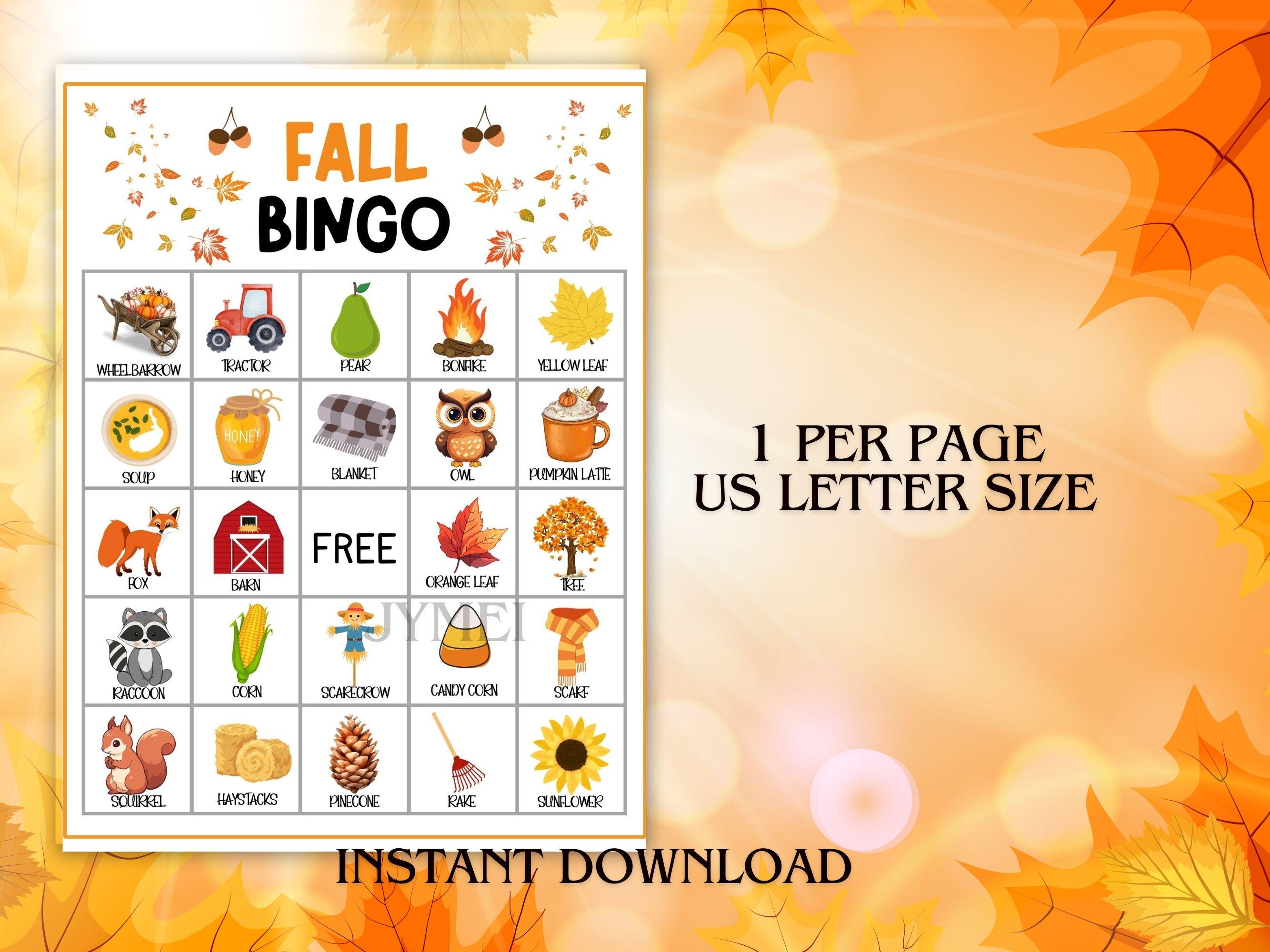 Fall Bingo Game, Autumn Bingo, Autumn Activity for Kids, Kids Autumn ...