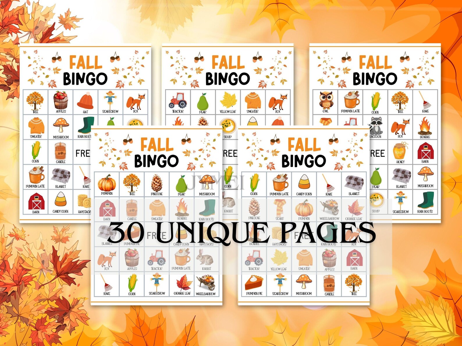 Fall Bingo Game, Autumn Bingo, Autumn Activity for Kids, Kids Autumn ...