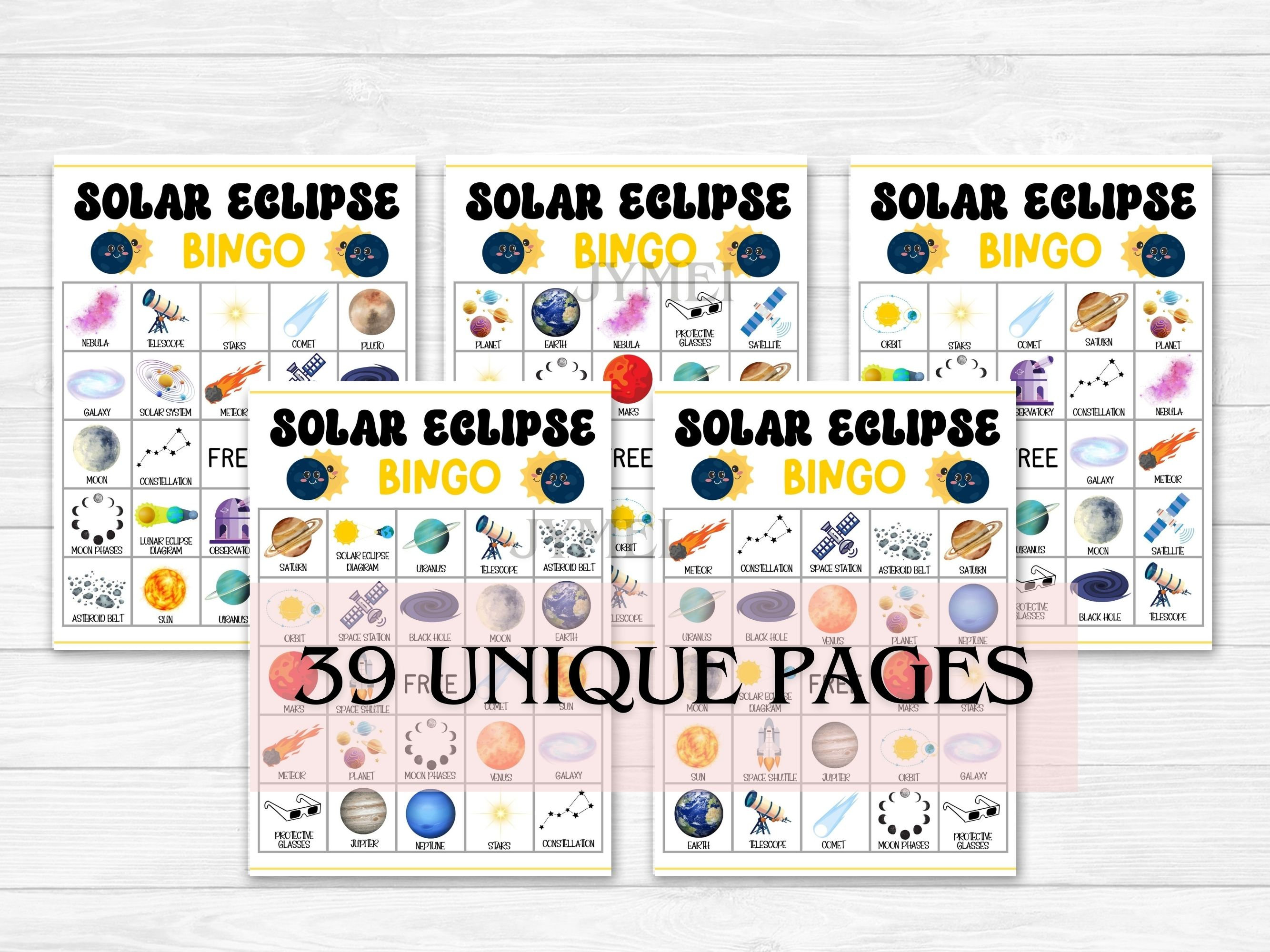 Solar Eclipse Bingo, Solar Eclipse 2024, Printable Solar Bingo, Eclipse ...