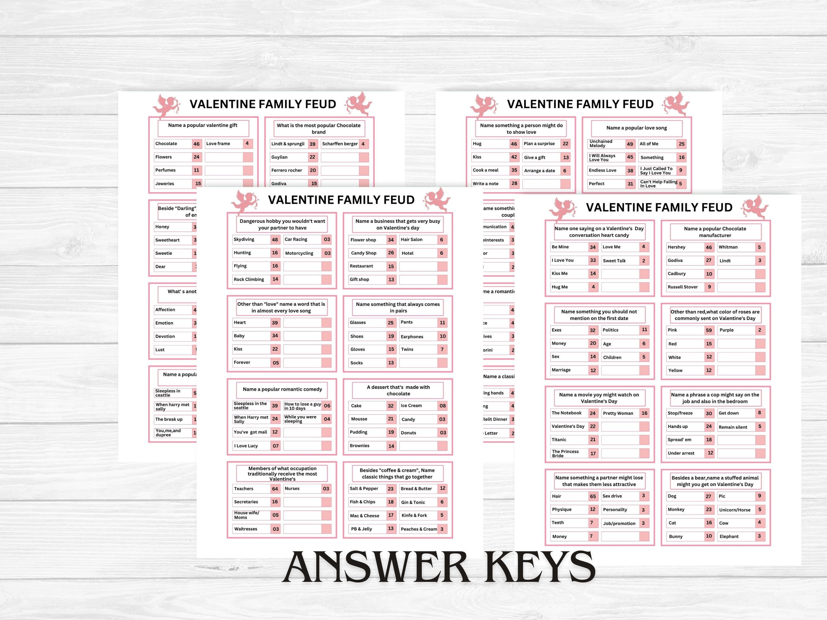 Valentine Family Feud, Valentine's Day Party Game, Valentine Day Trivia ...