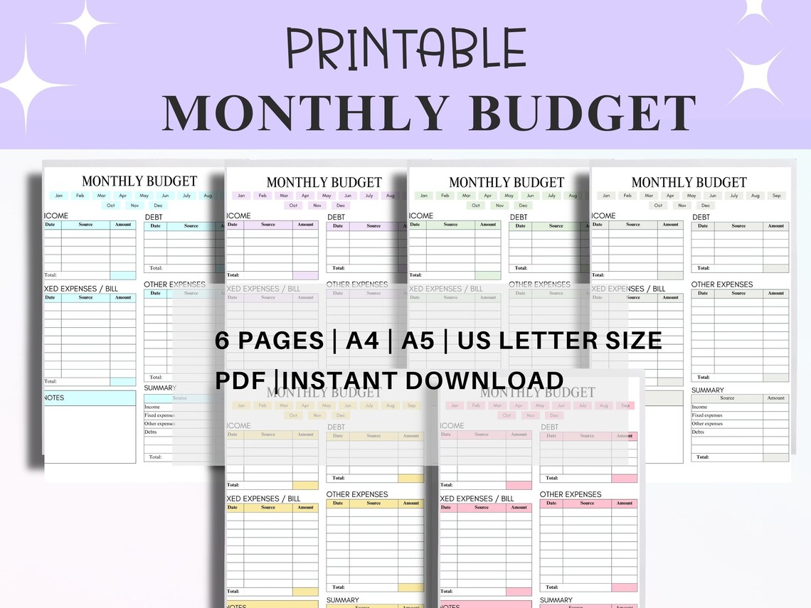 Printable Monthly Budget for Smart Money Management monthly Budget PDF ...