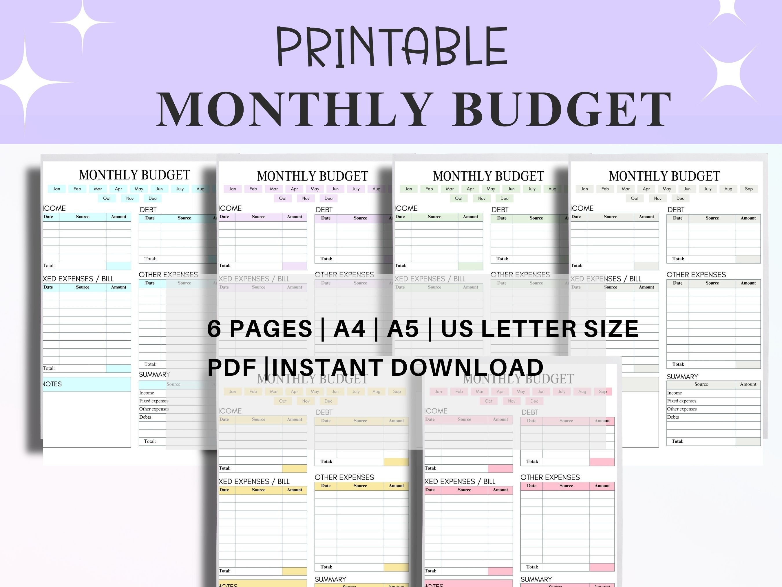 Printable Monthly Budget for Smart Money Management |monthly Budget PDF ...