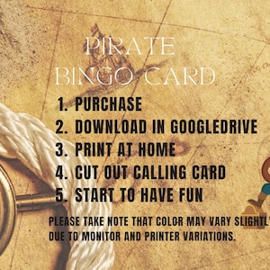 Pirate Bingo, 40 Printable Pirate Bingo Game, Printable Game for Kids ...