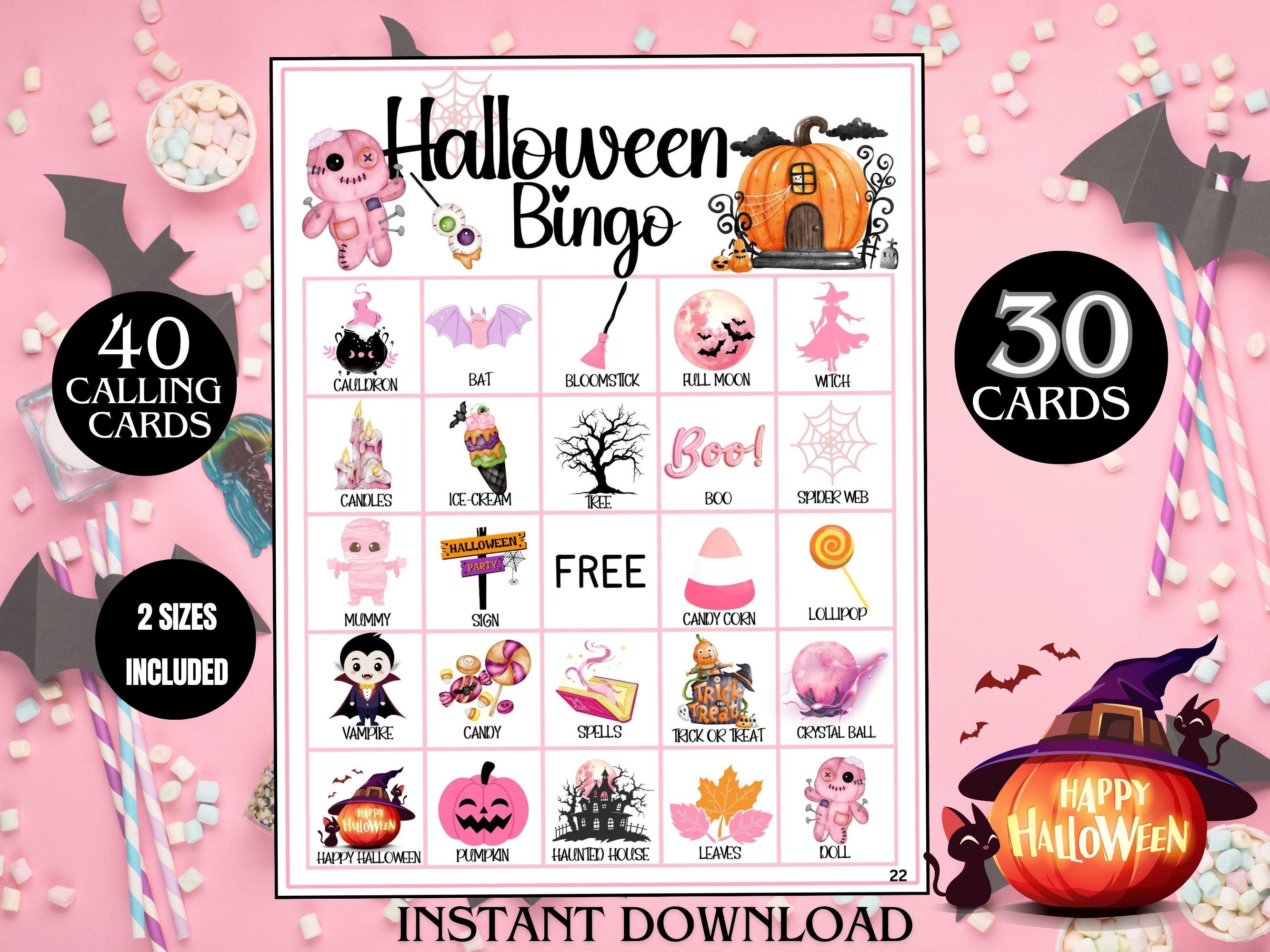 Halloween Bingo Cards, Halloween Game, Spooky Halloween Printable Game ...