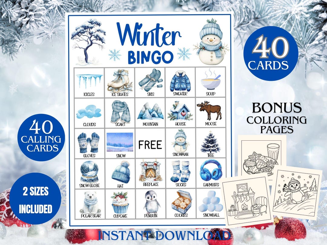 Winter Bingo, Winter Activity for Kids, Winter Game, Winter Classroom ...