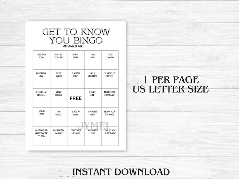 Get to Know You Bingo, Find Someone Bingo Game, Icebreaker Bingo Game ...