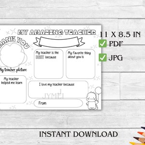 Teacher Appreciation Week Printable, All About My Teacher Gift Kids ...