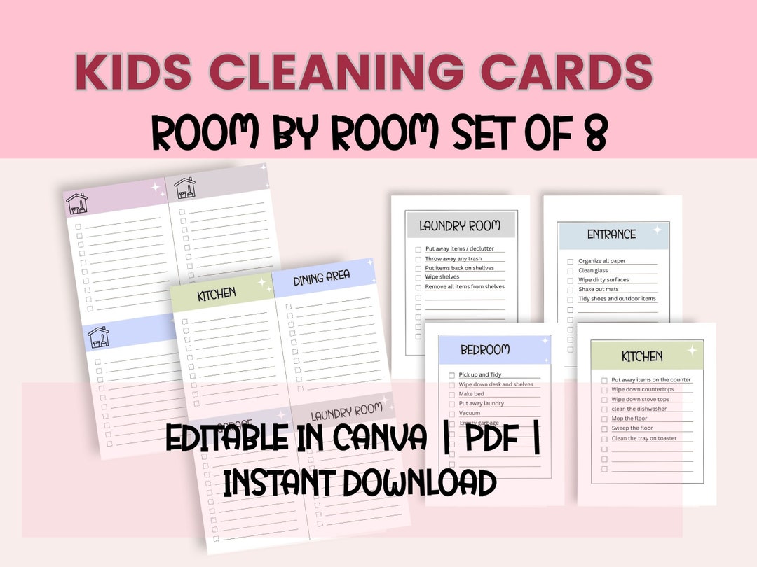 Editable Family Cleaning Cards | Kids Cleaning Card | Weekly ...