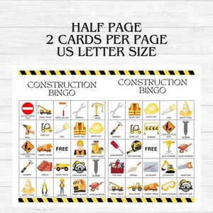 Construction Bingo, Construction Bingo for Kids, Construction Birthday ...